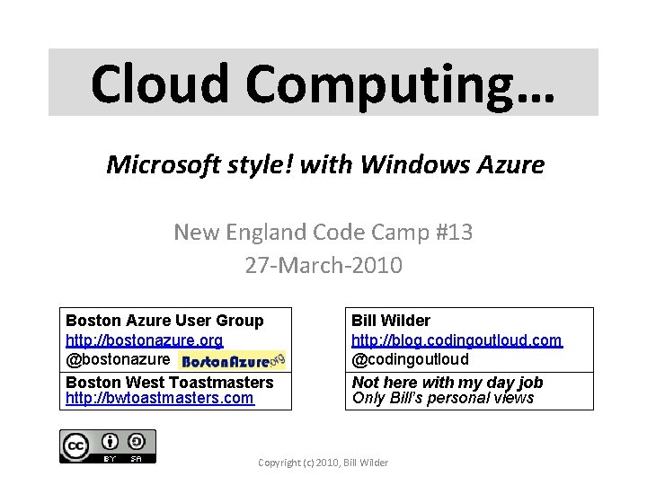Cloud Computing Microsoft style with Windows Azure New