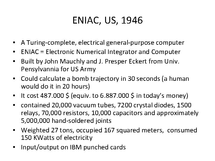 Electrical Computers 1940 present 4 Generations of electrical
