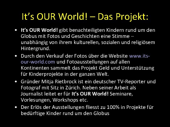 Its OUR World Das Projekt Its OUR World