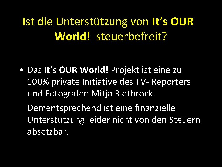 Its OUR World Das Projekt Its OUR World
