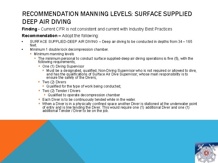 NOSAC COMMERCIAL DIVING SAFETY ON THE OUTER CONTINENTAL