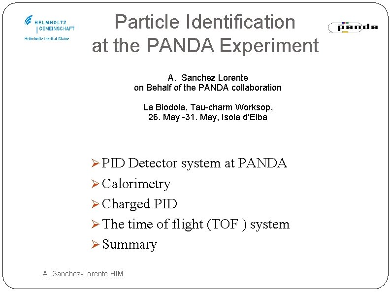 Particle Identification at the PANDA Experiment A Sanchez