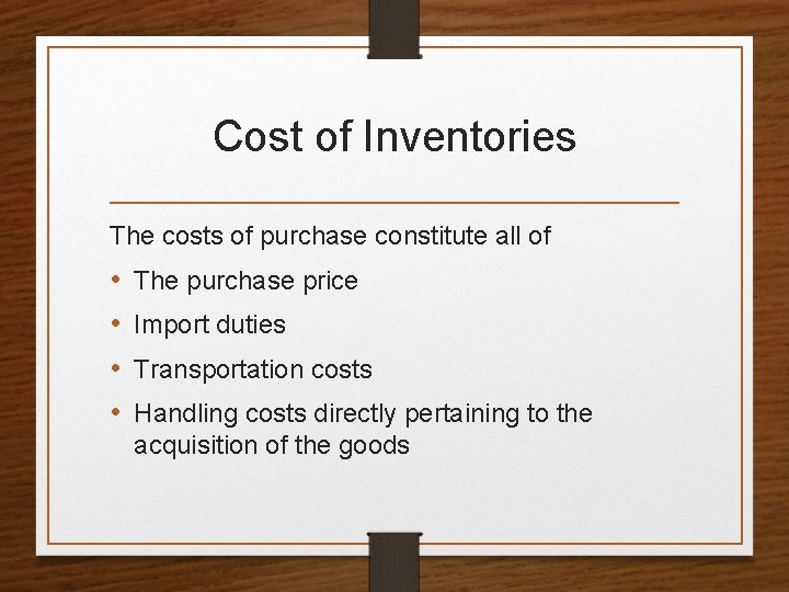 IAS 2 INVENTORIES Orhan Balk Introduction The Standard
