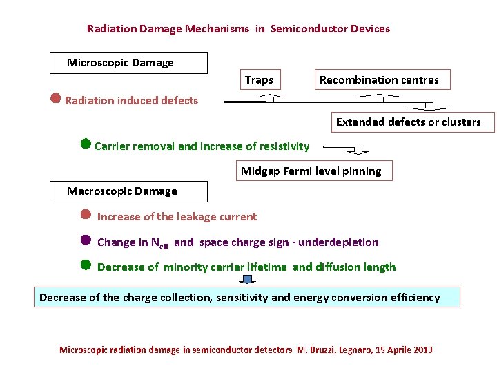 Microscopic radiation damage in semiconductor detectors M Bruzzi