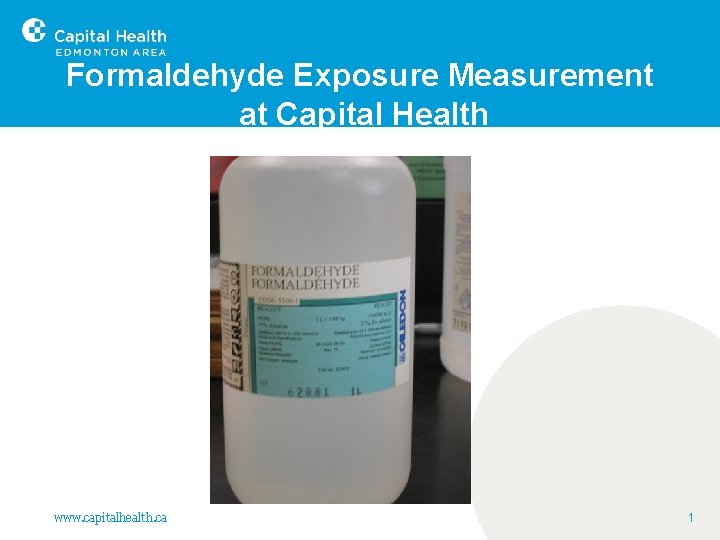 Formaldehyde Exposure Measurement at Capital Health www capitalhealth