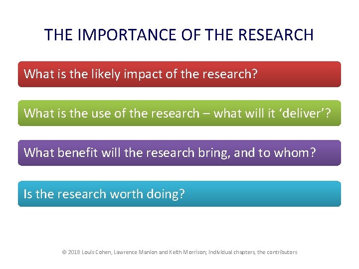 CHOOSING A RESEARCH PROJECT LOUIS COHEN LAWRENCE MANION