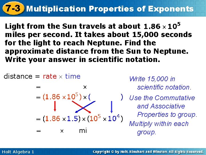 7 3 Multiplication Properties of Exponents Warm Up