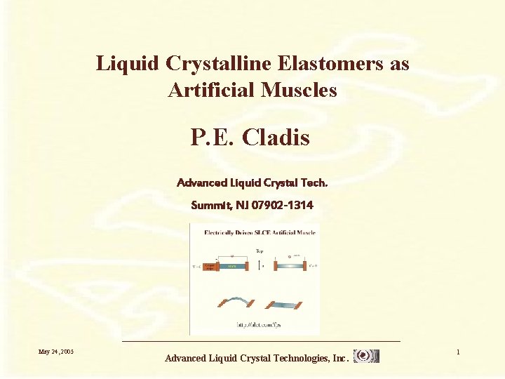 Liquid Crystalline Elastomers as Artificial Muscles P E