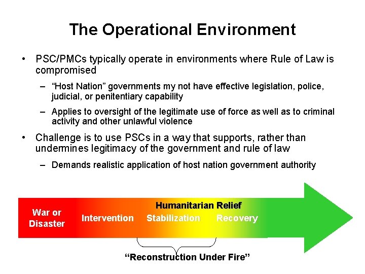 PSC Regulation in Iraq an address to the