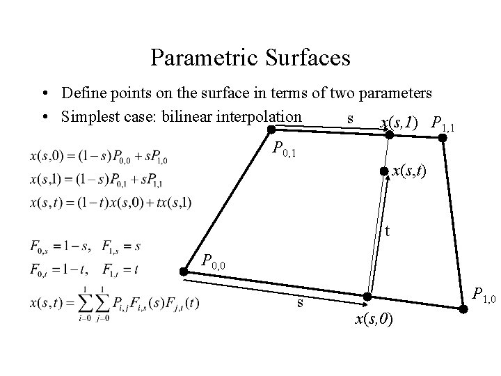 Parametric Surfaces Define points on the surface in