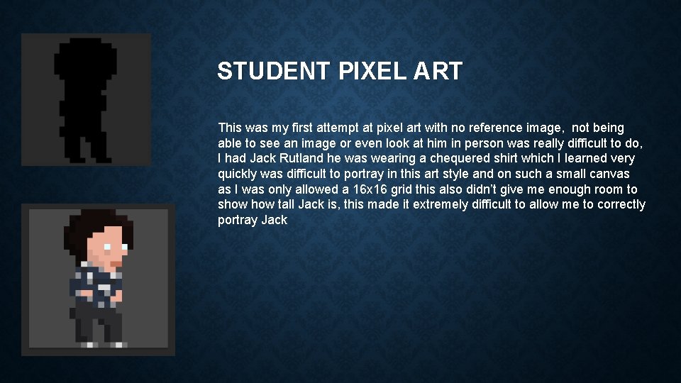 PIXEL ART ASSIGNMENT This week we were introduced