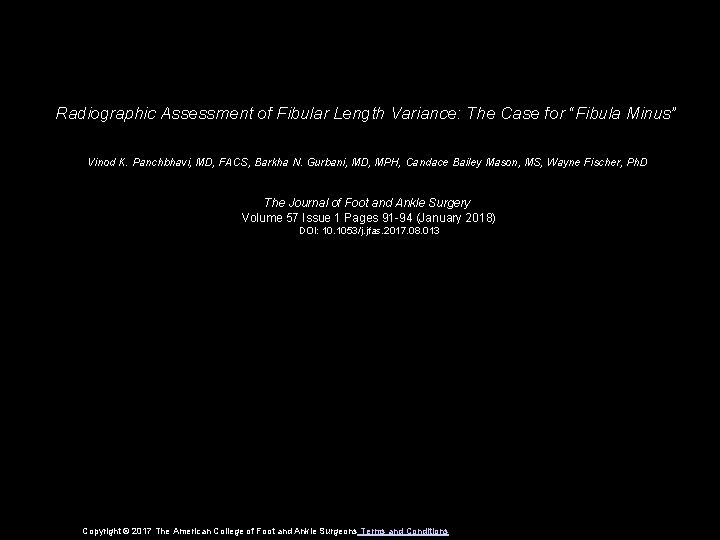 Radiographic Assessment of Fibular Length Variance The Case