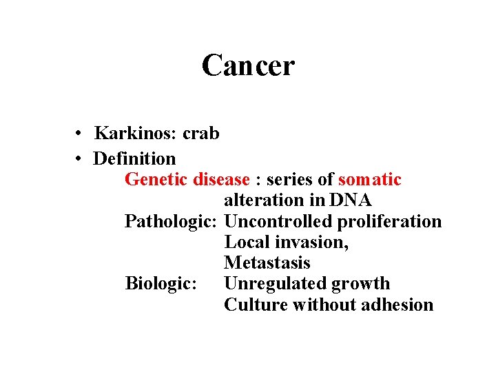 Cancer Karkinos crab Definition Genetic disease series of