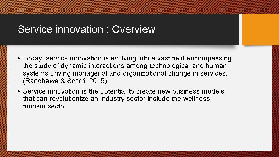 Chapter 1 Concepts of services innovation Definitions for
