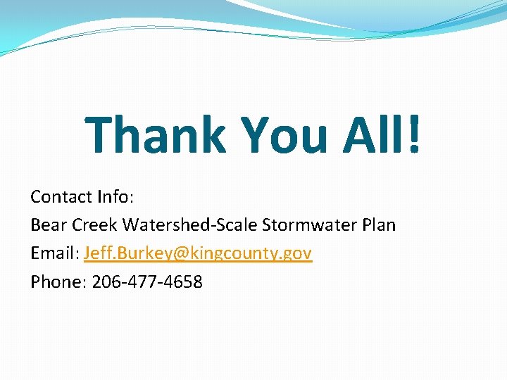 Stakeholder Workshop 1 Bear Creek WatershedScale Stormwater Plan