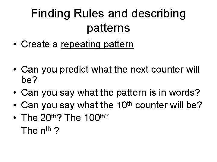 SCITT Day 7 Session objectives Understand how pattern