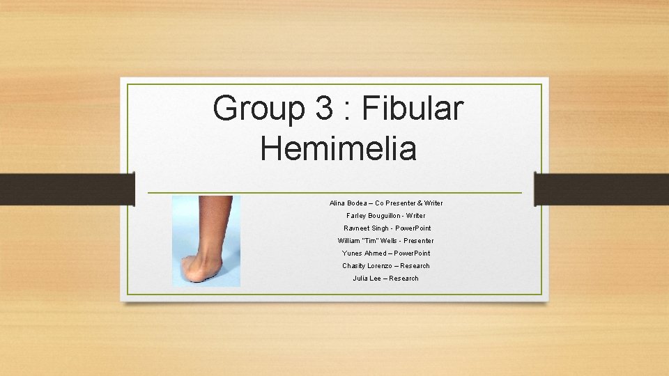 Group 3 Fibular Hemimelia Alina Bodea Co Presenter