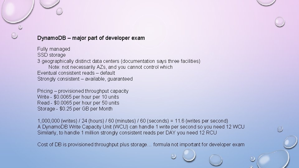 DATABASES OVERVIEW CONCEPTS DYNAMODB DAVID RUSSELL AWS STUDY