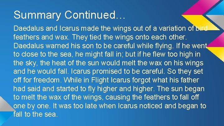 Daedalus and Icarus The Myth of Phaeton Summary