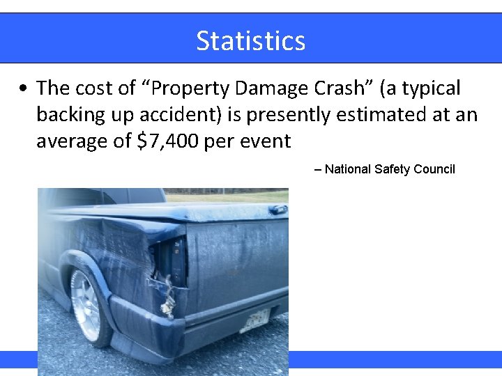 Backing Collisions A TenMinute Training Topics Presentation Statistics