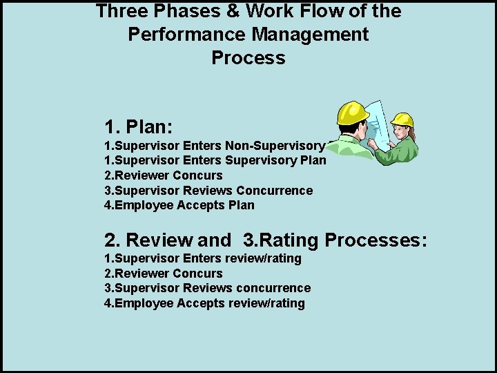 Three Phases Work Flow of the Performance Management