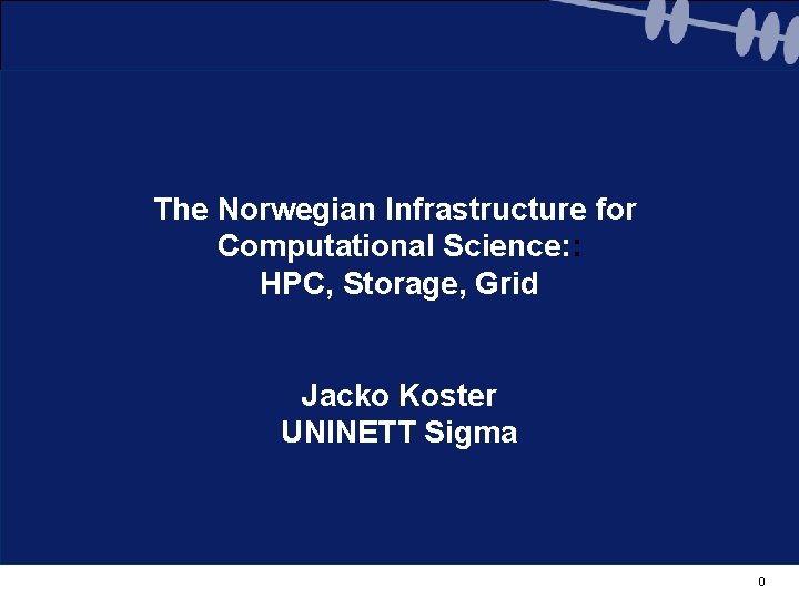 The Norwegian Infrastructure for Computational Science HPC Storage