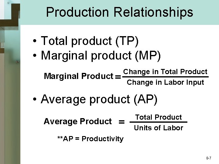 Chapter 8 The Costs of Production Mc GrawHillIrwin