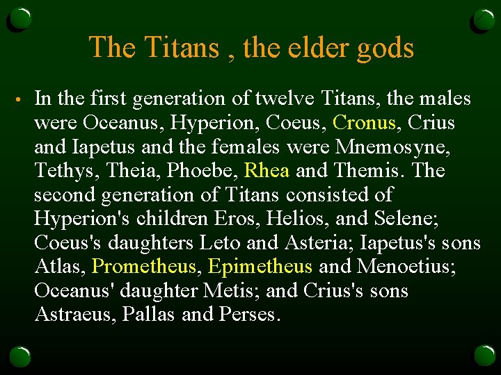 Greek and Roman Mythology Beginning of the World