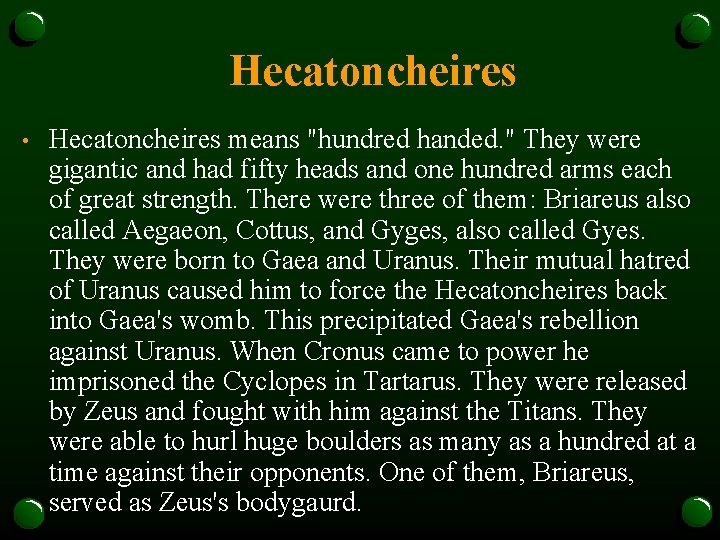 Greek and Roman Mythology Beginning of the World