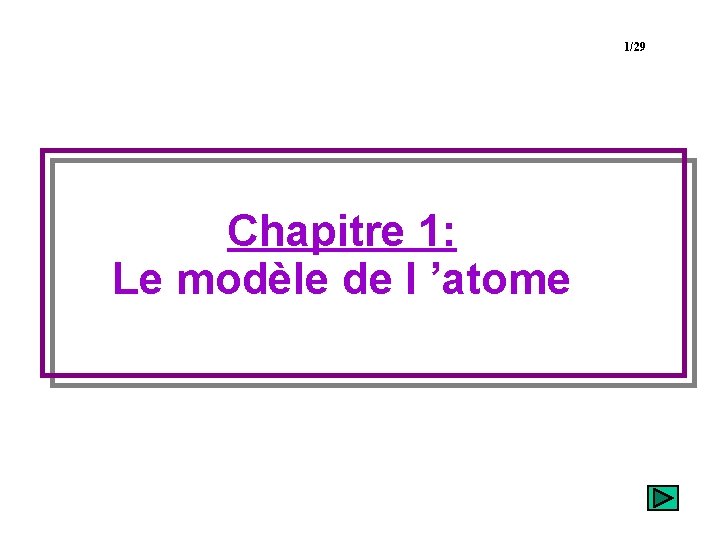 129 Chapitre 1 Le modle de l atome