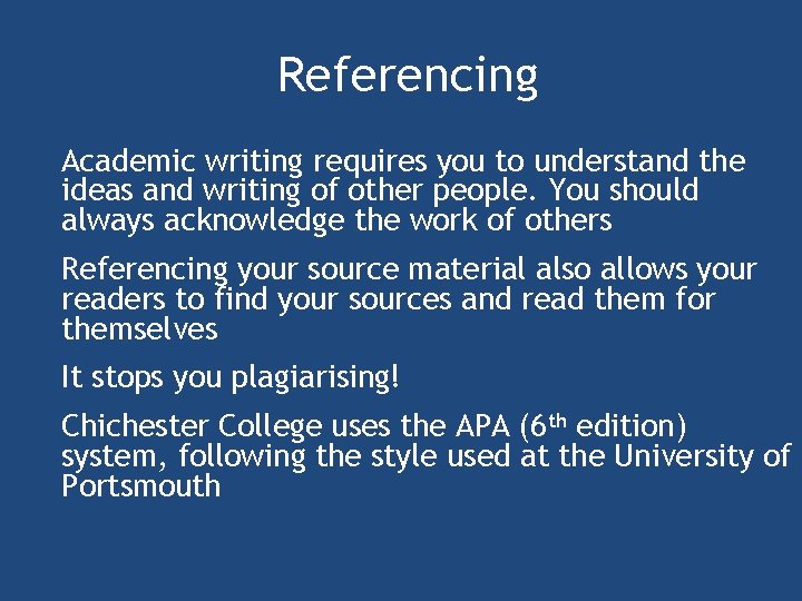 Referencing th APA 6 ed Referencing Academic writing