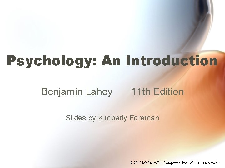 Psychology An Introduction Benjamin Lahey 11 th Edition