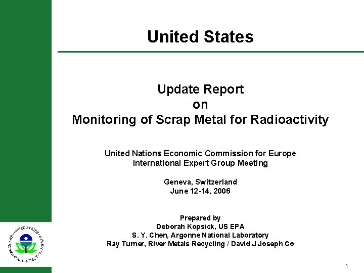 United States Update Report on Monitoring of Scrap