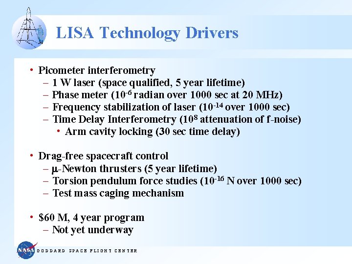 Status of LISA Jordan Camp LISA Deputy Project