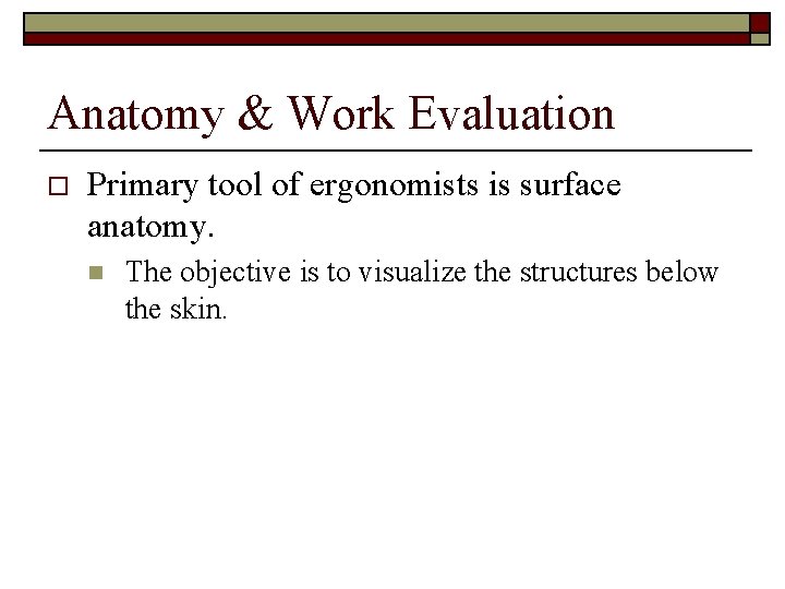 Psyc 552 Ergonomics Biomechanics Lecture 3 Anatomy Work