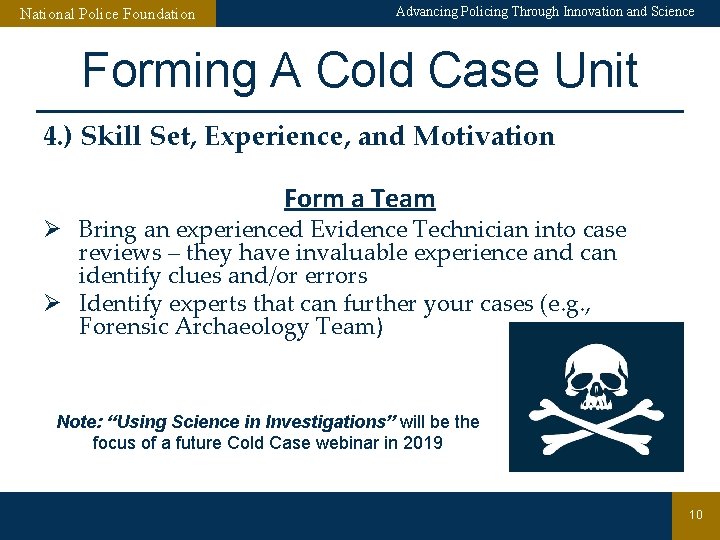 Forming a Cold Case Unit and Unit Expectations