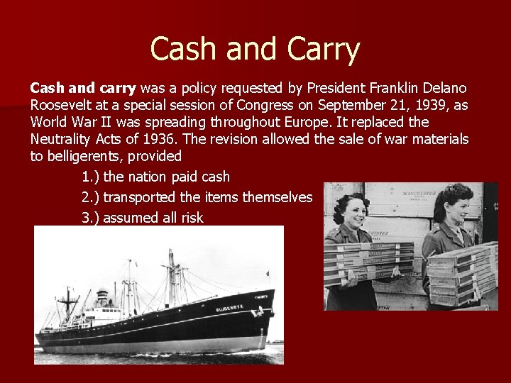 FDR Speaks to the American People Neutrality Acts