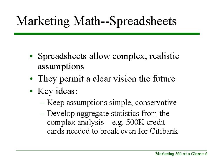 Marketing 360 At a Glance Professor Joel Huber