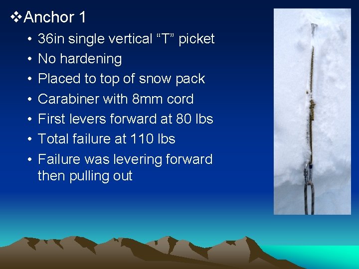 Snow Anchor Testing v Snow anchor testing was