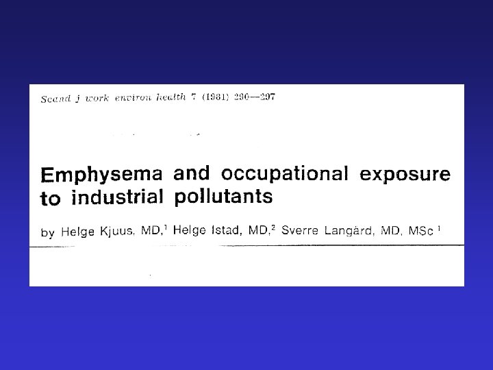 Occupational exposures and risk of chronic obstructive pulmonary