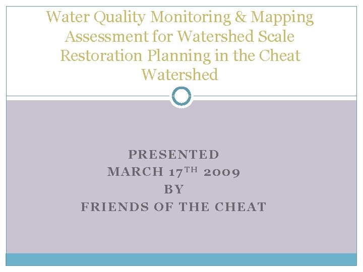 Water Quality Monitoring Mapping Assessment for Watershed Scale