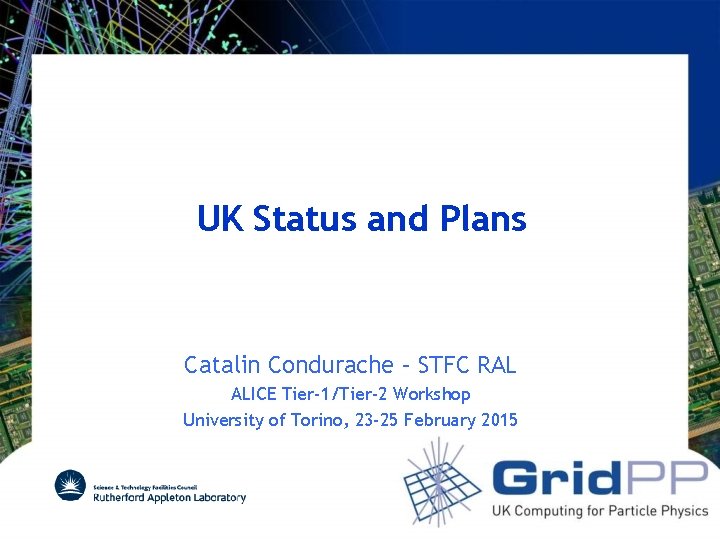 UK Status and Plans Catalin Condurache STFC RAL