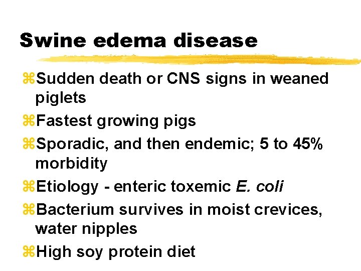 Colibacillosis F 5 group of E coli Pili