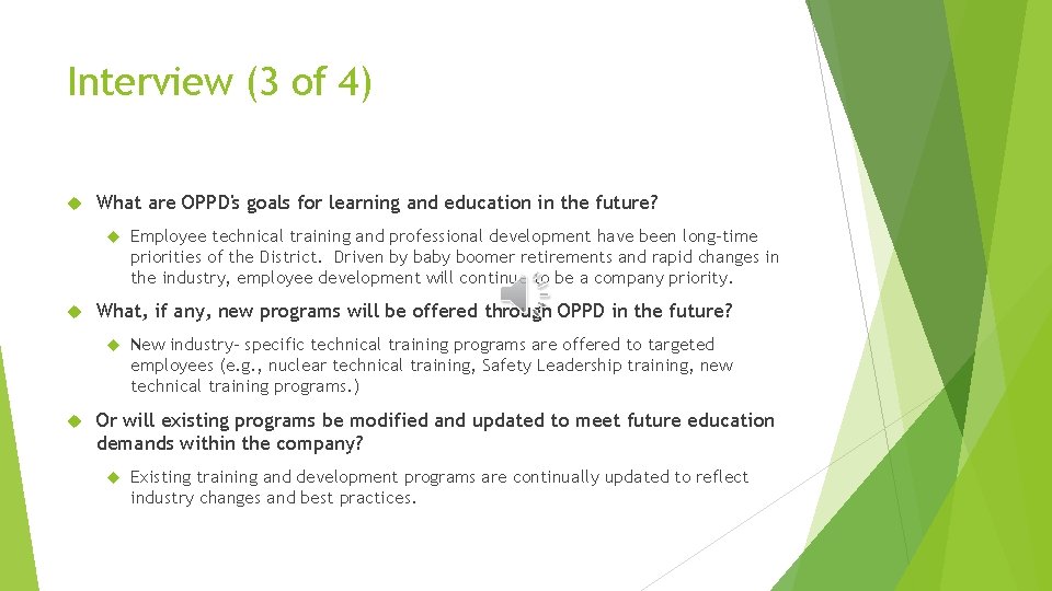 Learning at OPPD Interview with Ron Johansen Division