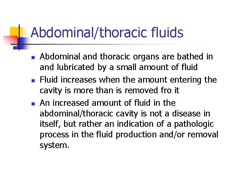 Abdominal and Thoracic Effusions Clinical Pathology Abdominalthoracic ...