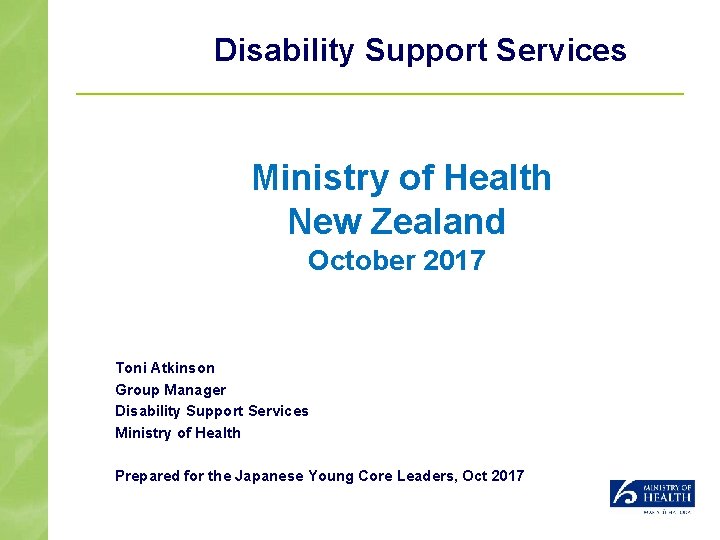 Disability Support Services Ministry of Health New Zealand