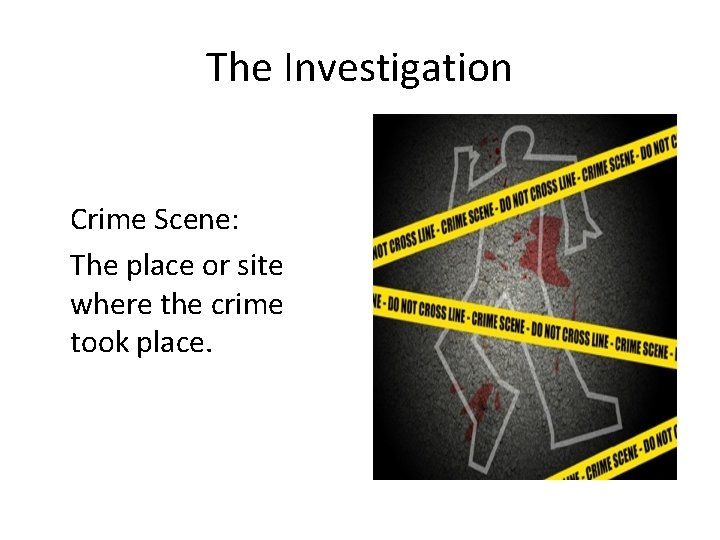 The Investigation Crime Scene The place or site