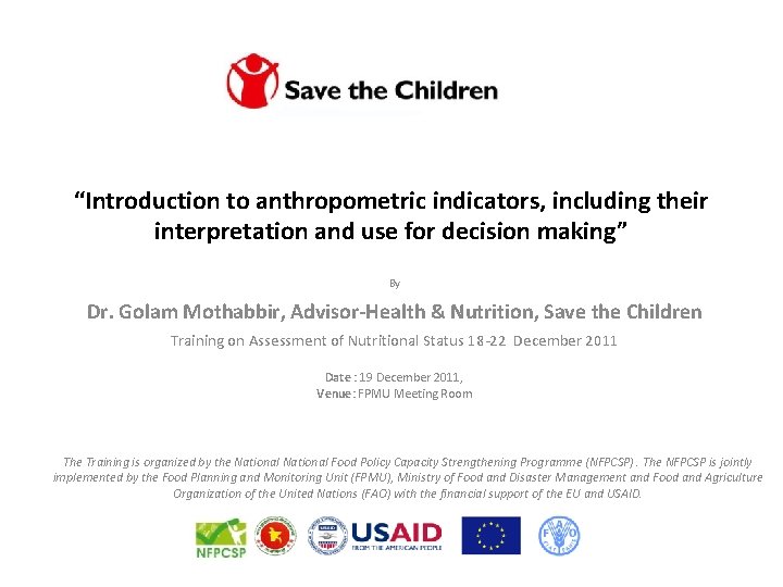 Introduction to anthropometric indicators including their ...
