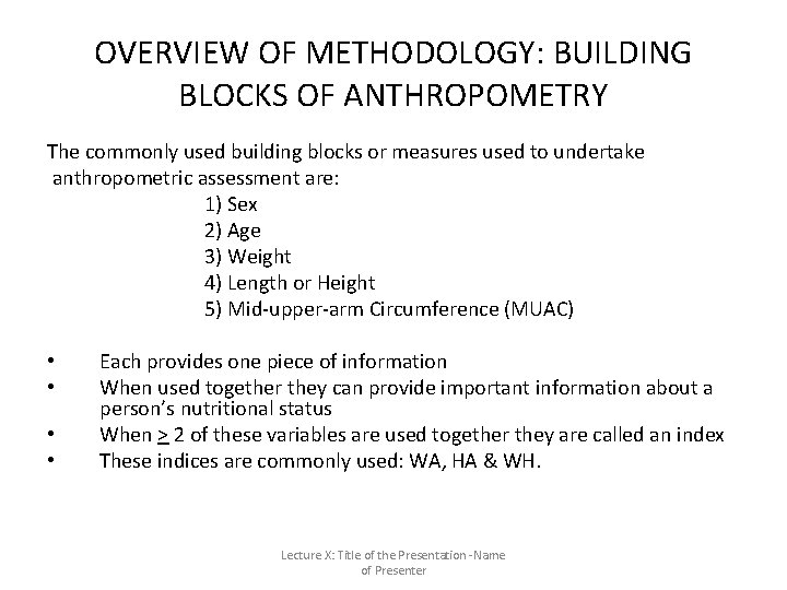 Introduction to anthropometric indicators including their ...