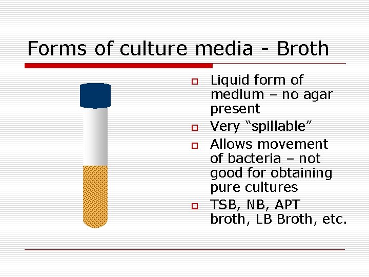 Microbiological Media Terms and Concepts Forms of culture